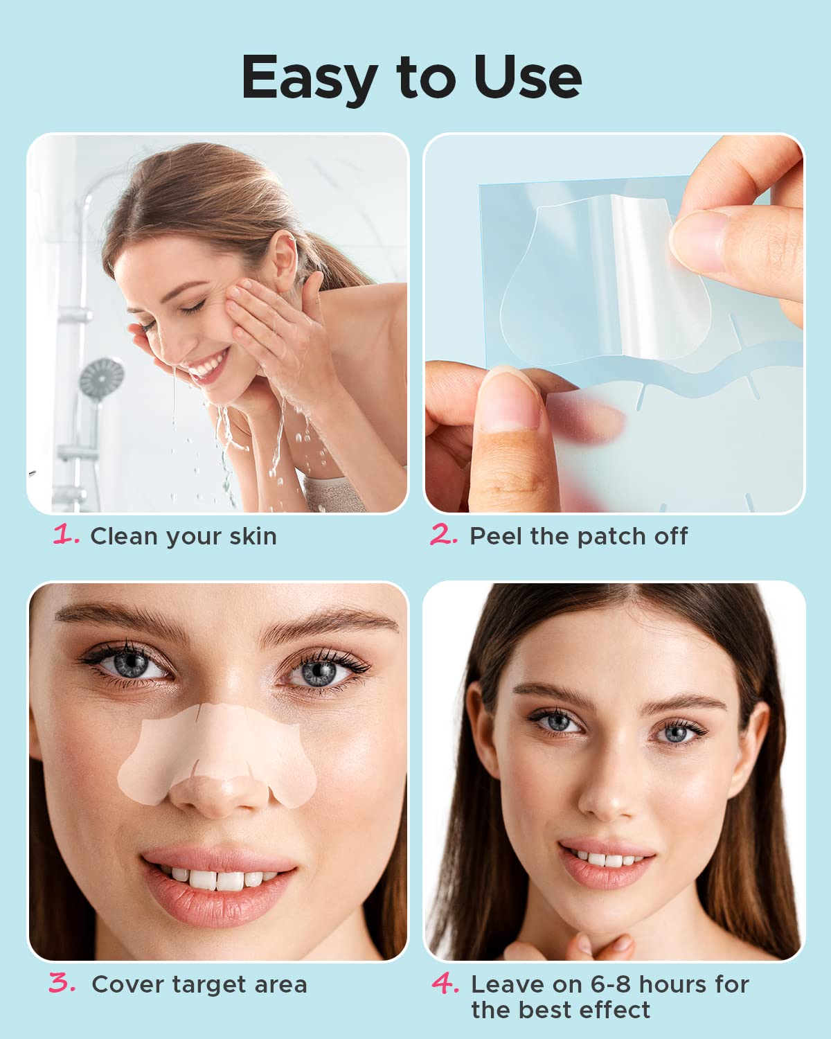 LitBear T-Zone Patch (2 Size 30 Patches), XL Hydrocolloid Patch for Nose Forehead Chin Oily Pore, Pimple, Zit, Hydrocolloid Nose Strips to Absorb Acne Gunk Overnight, with Tea Tree & Calendula Oil