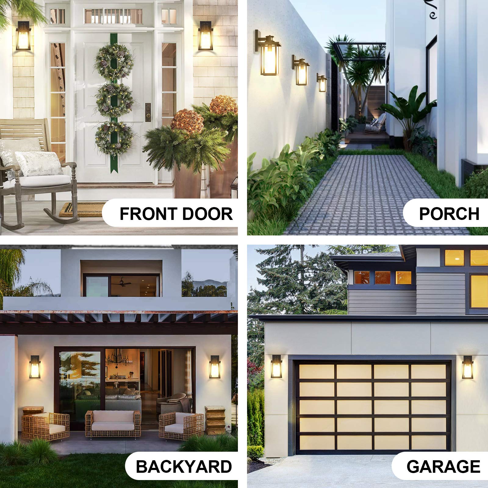 Motion Sensor Outdoor Wall Lights, Dusk to Dawn Exterior Light Fixtures Wall Mount, Front Porch Light with Matte Black Finish, Anti Rust Wall Lamp Wall Lantern, Wall Sconce Lighting for Garage, House