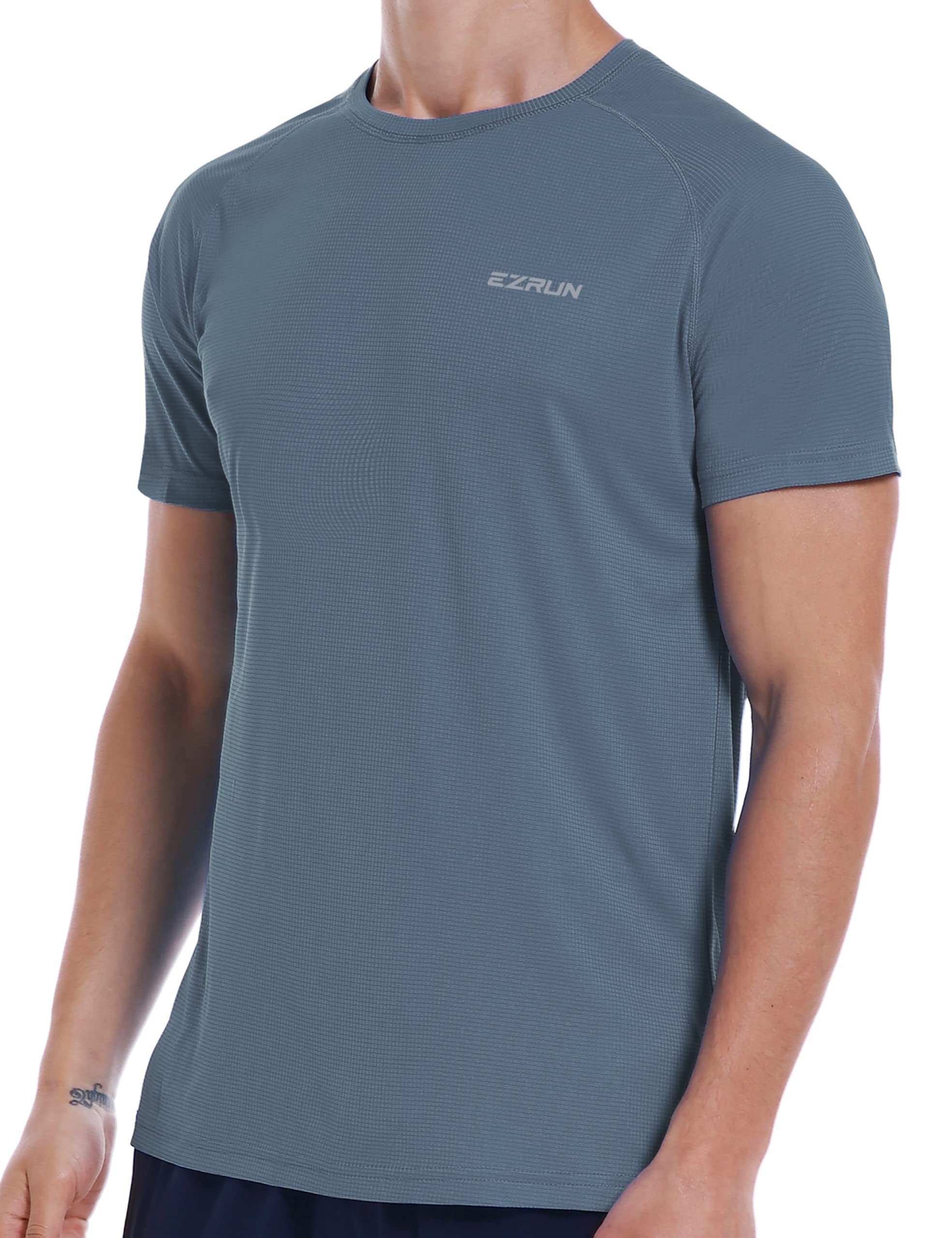 Men's Dry Fit Moisture Wicking Athletic T-Shirt Short Sleeve Workout Running Shirts for Men (Grey,4XL)