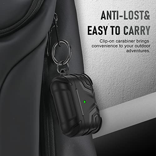 Maxjoy 2022 Airpods Pro 2nd Generation Case Cover with Lock, Military Armor AirPod Pro 2nd Generation with Keychain for Men Women Shockproof Protective Case for AirPods Pro 2 case,Black