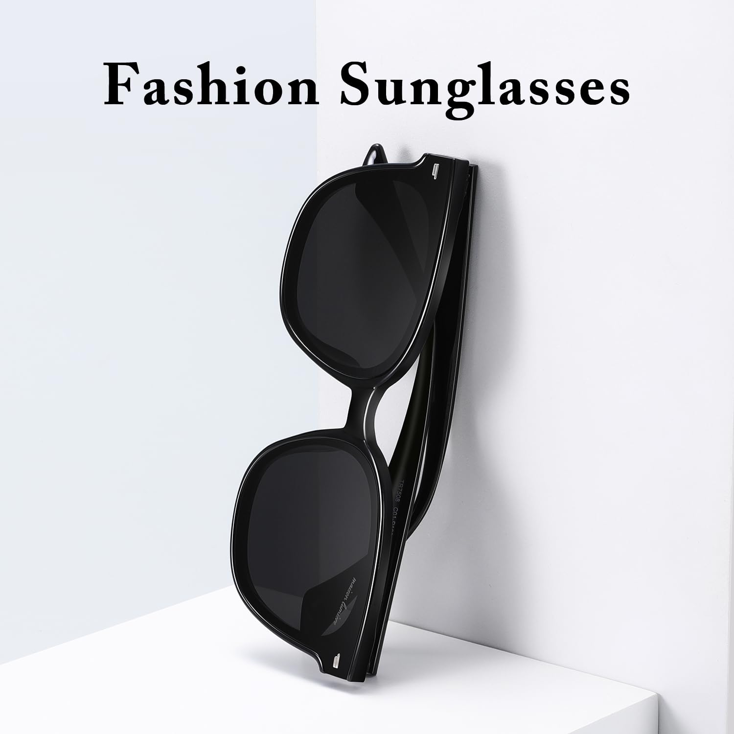 MAISON LUMIERE Korean Oversized Alternative Fit Retro Square Polarized Women Sunglasses Minimalist Style Low Bridge, Black