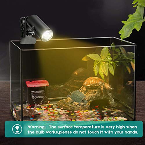 Reptile Heat Lamp,Adjustable and Rotates 360°,25W Reptile Turtle Basking Light with 2 Lamp Holder,3 Bulbs UVA UVB and Thermometer,Clamp Pet Heating Light for Reptile,Lizard, Aquatic Turtle,Snake
