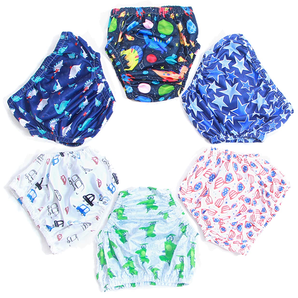 Kwumsy Waterproof Toddler Training Underwear Covers,Plastic Training Pants, Soft and Quiet,Covers for Potty Training Pants or Diaper (4T(6 Count))
