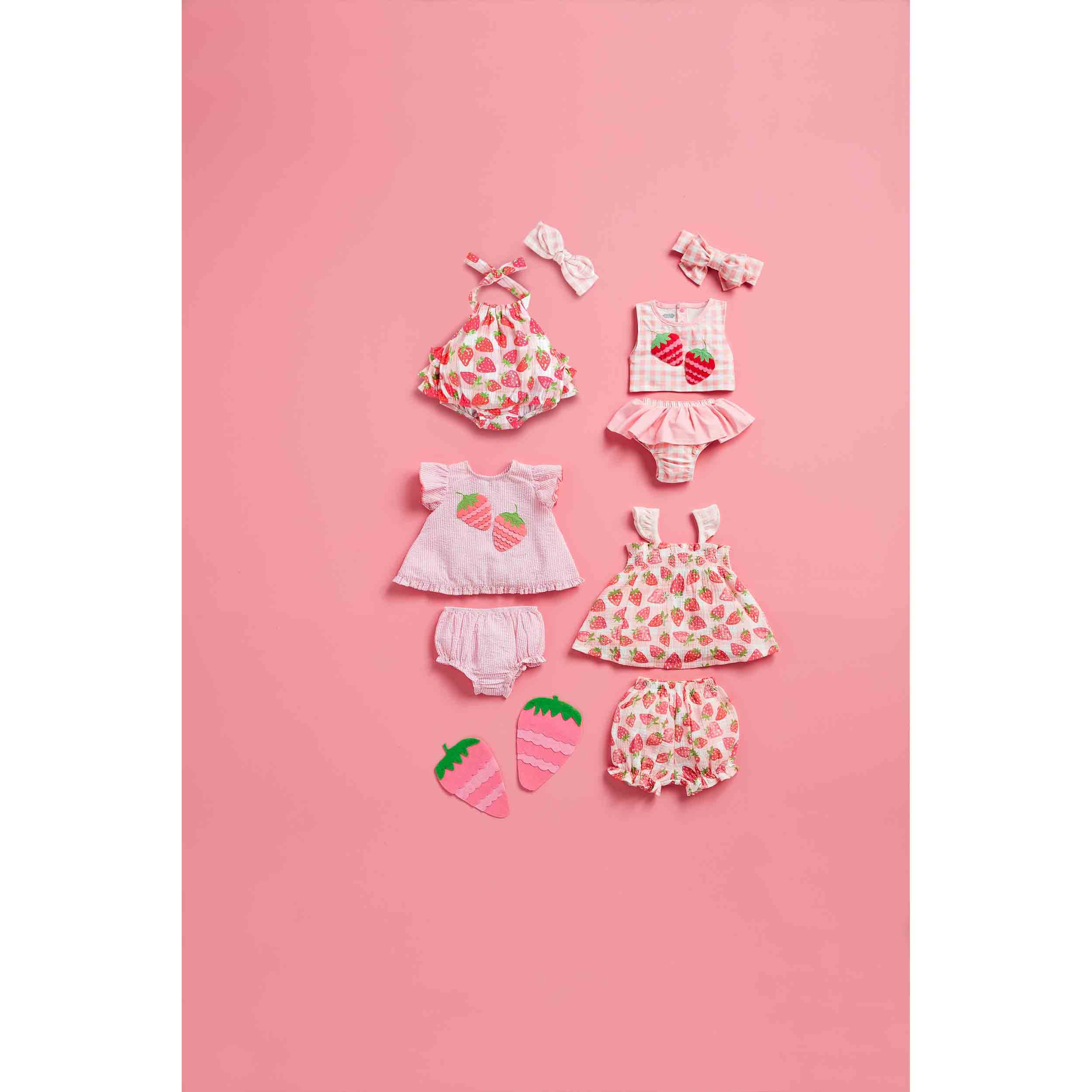 Mud Pie Baby Girls Casual Sunsuit & Headband, Strawberry, 6M US