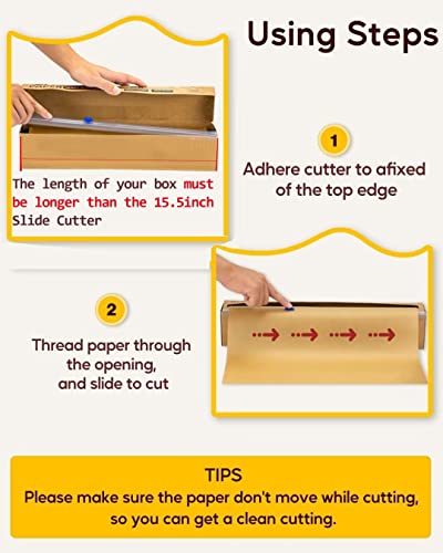 Katbite Slide Cutter 15.5 Inch for 15.5 Inches Plastic Food Wrap, Two Way Sliding Cutter for Aluminum Foil Parchment Paper Baking Paper Kitchen