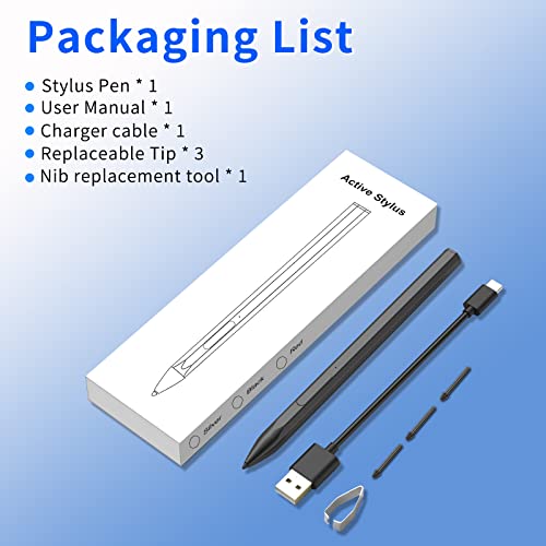 Stylus Pen for ASUS Transformer/Mini/ASUS Zenbook Flip/Pro/ASUS Vivobook Flip/Pro/Duo/ASUS Notebook, Rechargeable MPP 2.0 Tilt Active Pen with 4096 Pressure Sensitivity, Palm Rejection, Black