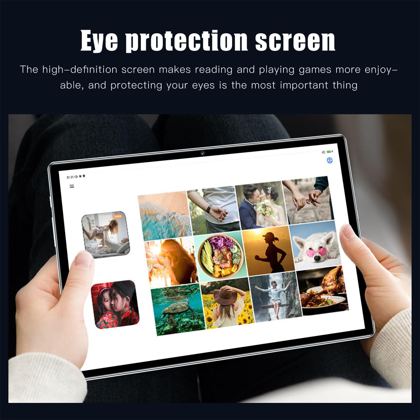 Honio 10.1 Inch Tablet, 8GB 256GB 2 in 1 Tablet PC Support 4G Call 8MP Front 16MP Rear with Keyboard for Travel for Android 12.0 (US Plug)