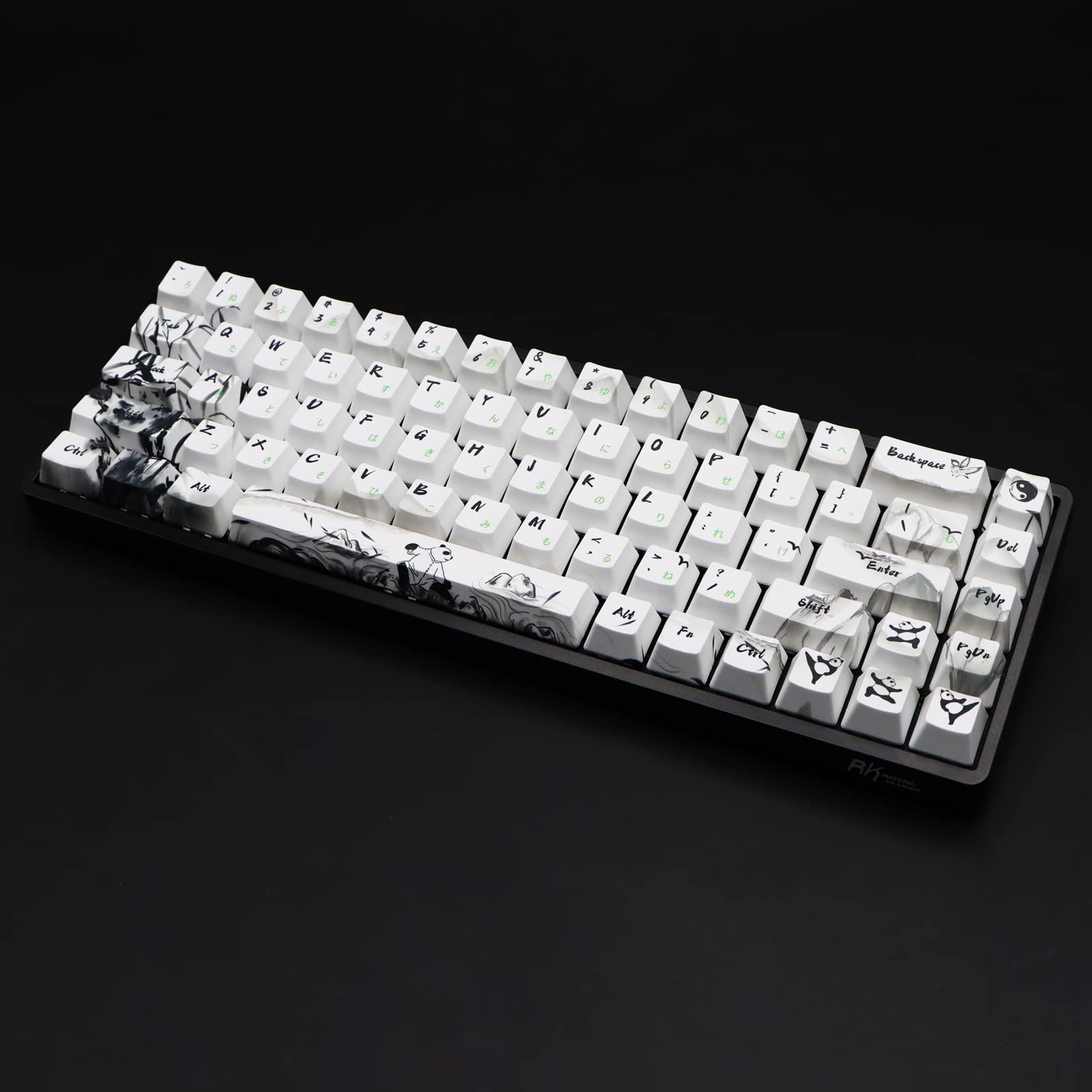 MOLGRIA Keycaps 71 Set Ink Panda for 71 64 61 Keys Keyboard, Custom PBT OEM Profile Key Caps with Keycap Puller for Cherry MX Gateron Khail Switches 60 Percent Gaming Keyboard