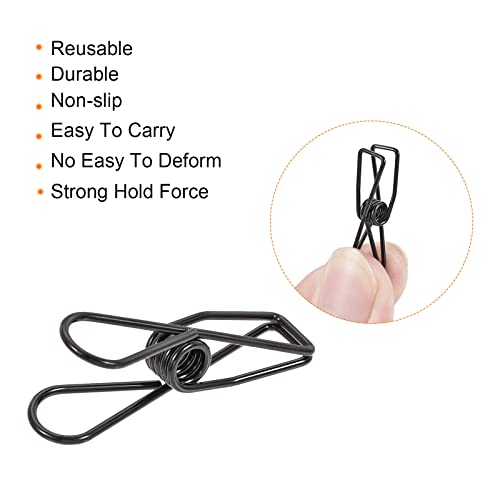 MECCANIXITY Small Metal Wire Clip 1 Inch Multi-Purpose Bag Clamp for Home Office Kitchen, Black Pack of 45