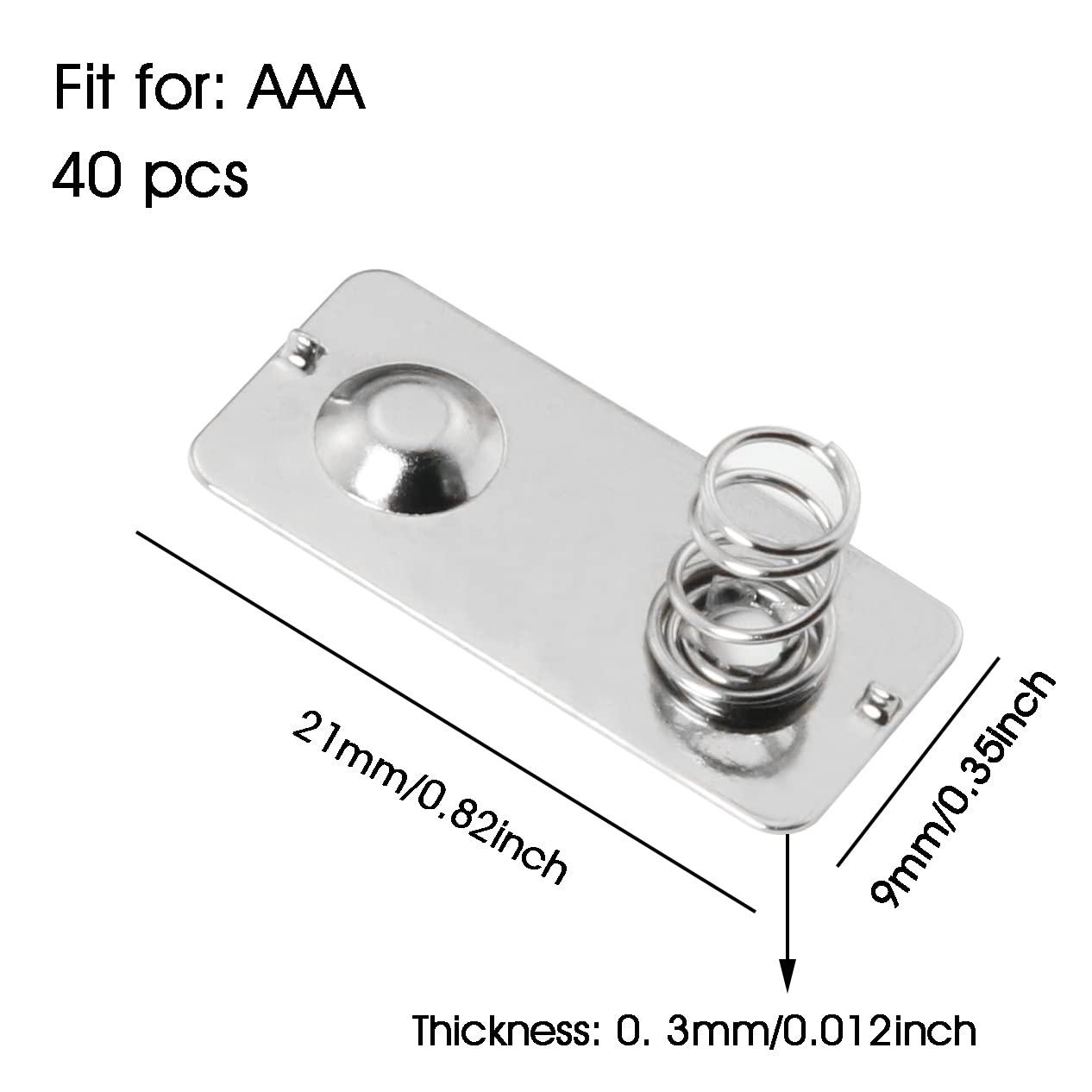MEETOOT 40pcs AAA Battery Negative to Positive Conversion Spring Contact Nickeling Plate 21x9x0.3mm