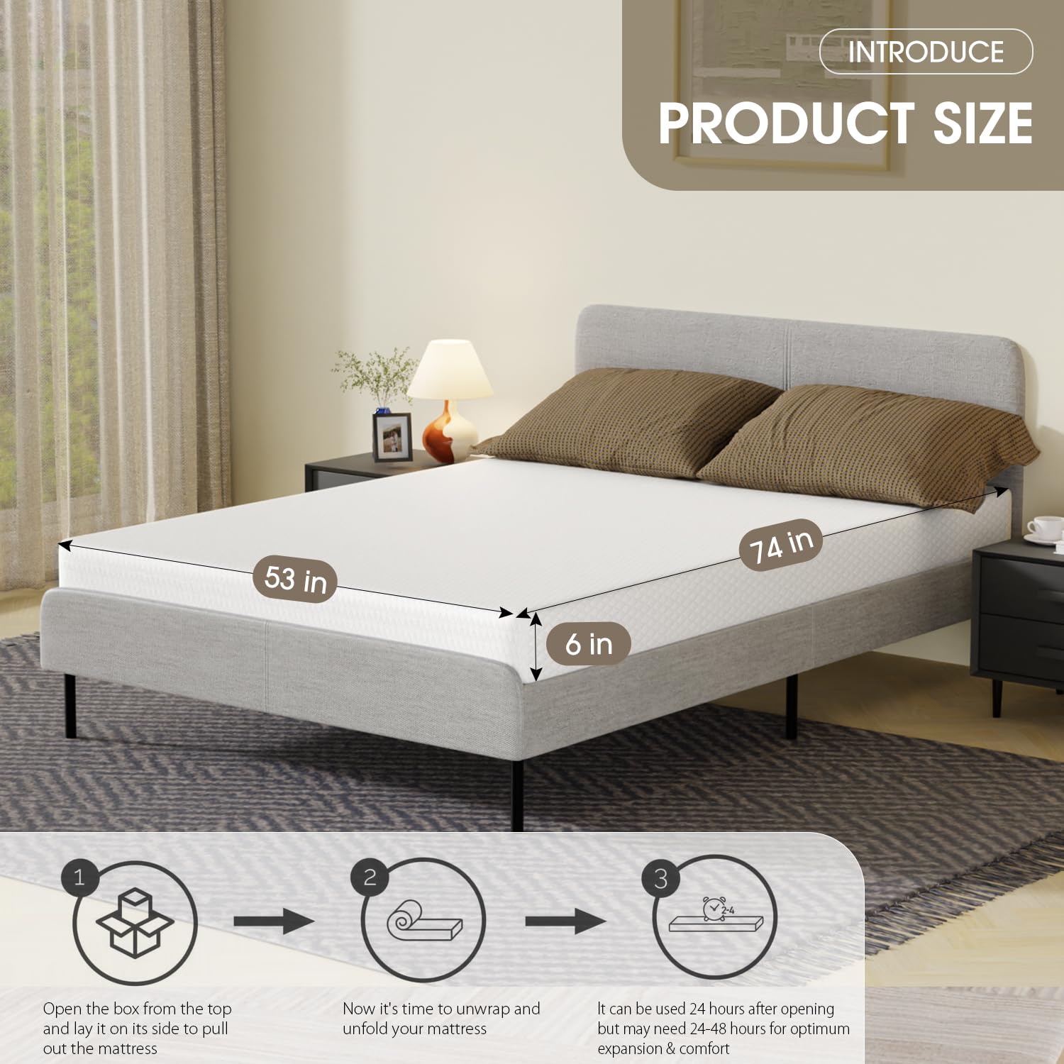 PayLessHere Gel Memory Foam Mattress,Mattress for Cooling Sleep & Pressure Relief, Mattress in a Box with Washable and Removable Zipper Cover,Fiberglass Free,CertiPUR-US Certified,6 Inch Full