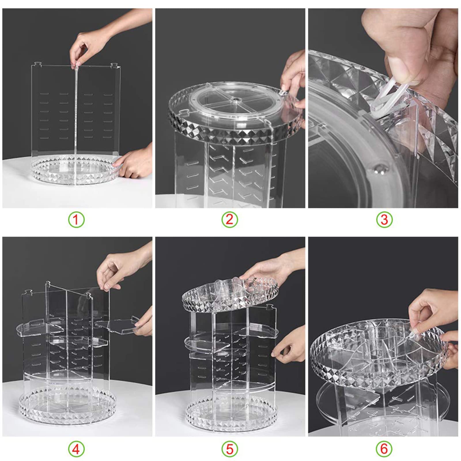 Makeup Organizer, 360 Rotating Perfume Organizer, DIY Adjustable Bathroom Makeup Carousel Spinning Holder Skin Care Organizer with 6 Layers, Fits Cosmetics or Beauty Supplies for Vanity Countertop