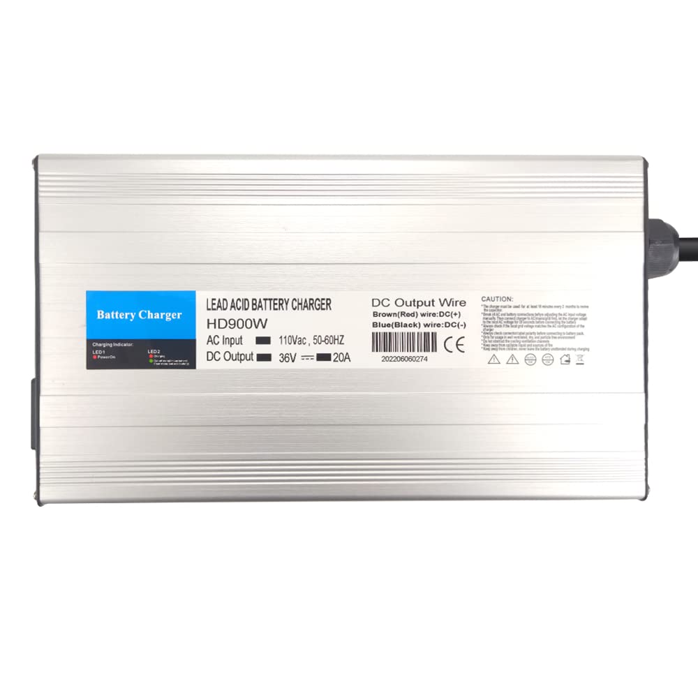 hogardsujia 36V 20A Battery Charger for EZGO EZ-GO TXT 96-Up Golf Cart, Powerwise Style D-Plug, Silver Shell