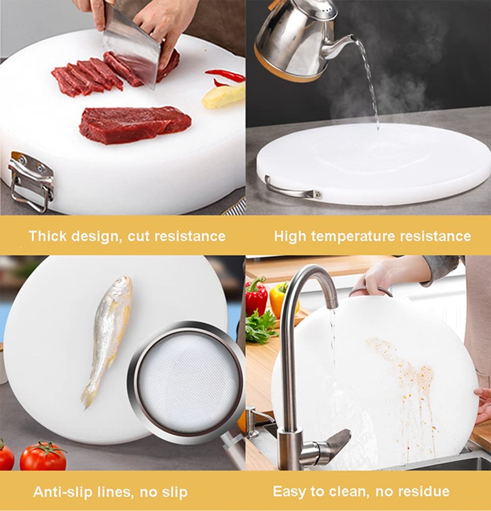 Large Round Plastic Cutting Board, 38cm/15 In Commercial Heavy Duty Cutting Meat Chopping Board, BPA Free, Kitchen Non Slip Thickened Chopping Board (Size : 38x5cm/15inx1.97 in)
