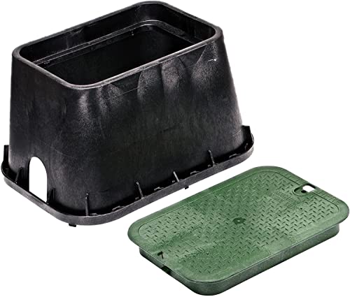 NDS 113BC1PK 14 in. X 19 in. Rectangular Standard Series Valve Box and Cover, 12 in. Height, Irrigation Control Valve Lettering, Black Box, Green Overlapping Cover, Black/Green