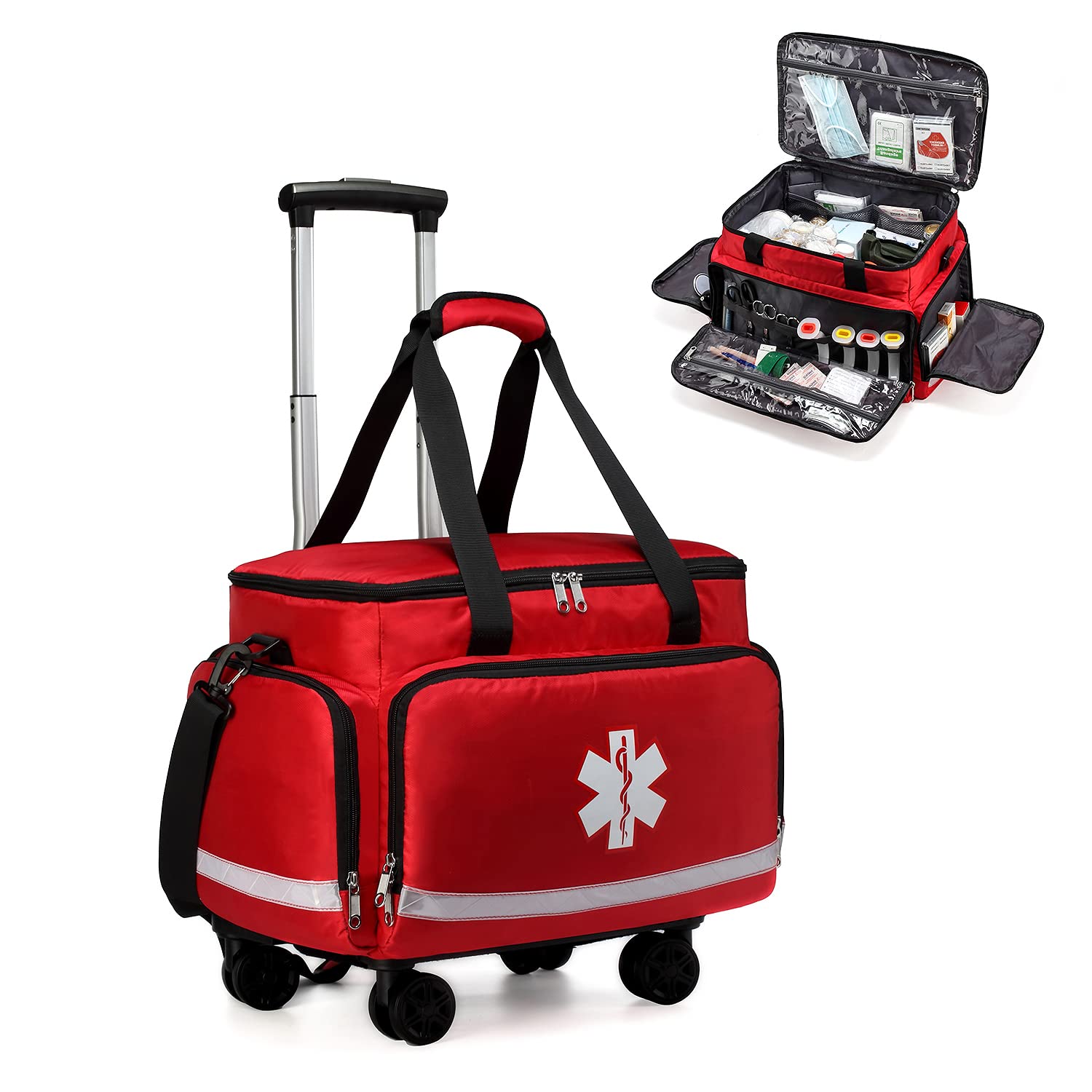 Medical Bag Rolling Roller Bag Trolley Duffel Nurses EMT CNA RN Empty for First Aid Responder Home Health Care Nursing Student Roll Duffle Bag Carry on with Wheels Wheeled Work Physicians Doctor