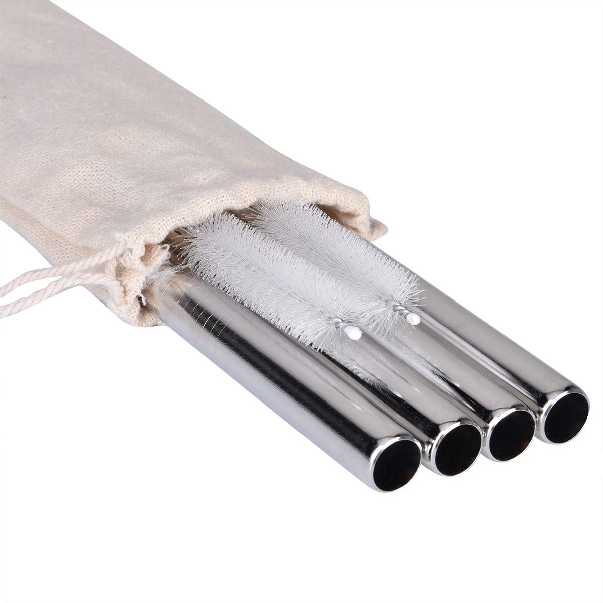 Littlegood Extra Wide Stainless Steel Reusable Straws 1/2" Metal Drinking Straw Fat Boba Tea Thick Smoothie Milkshake Straws for Tapioca Pearl Bubble Tea Jumbo Drink w/ 2 Big Brush &A Bonus Gift Pouch