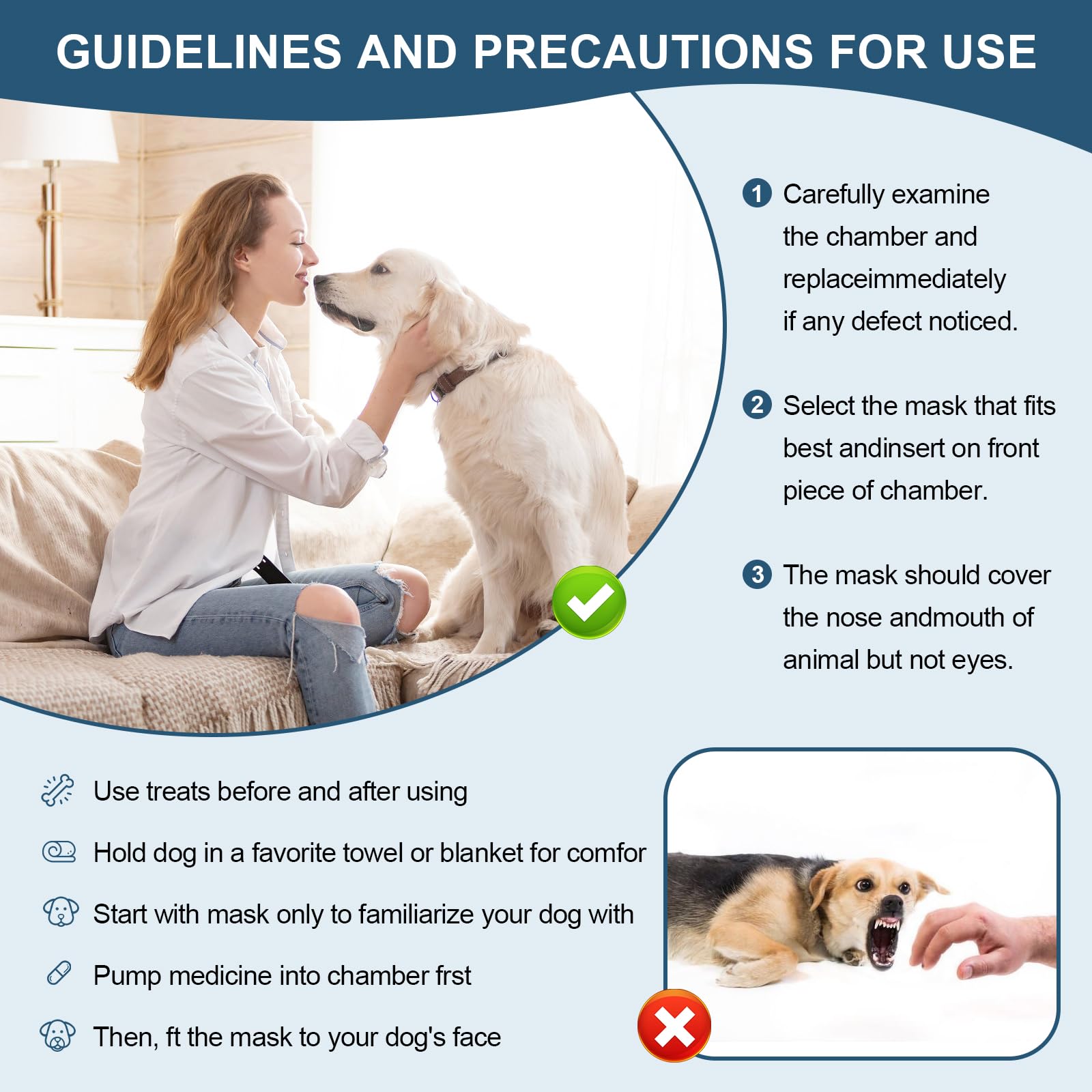 Malihome Dog Handheld Inhaler Spacer with 2 Canine Masks Helps with Breathing & Delivering Medication Fits