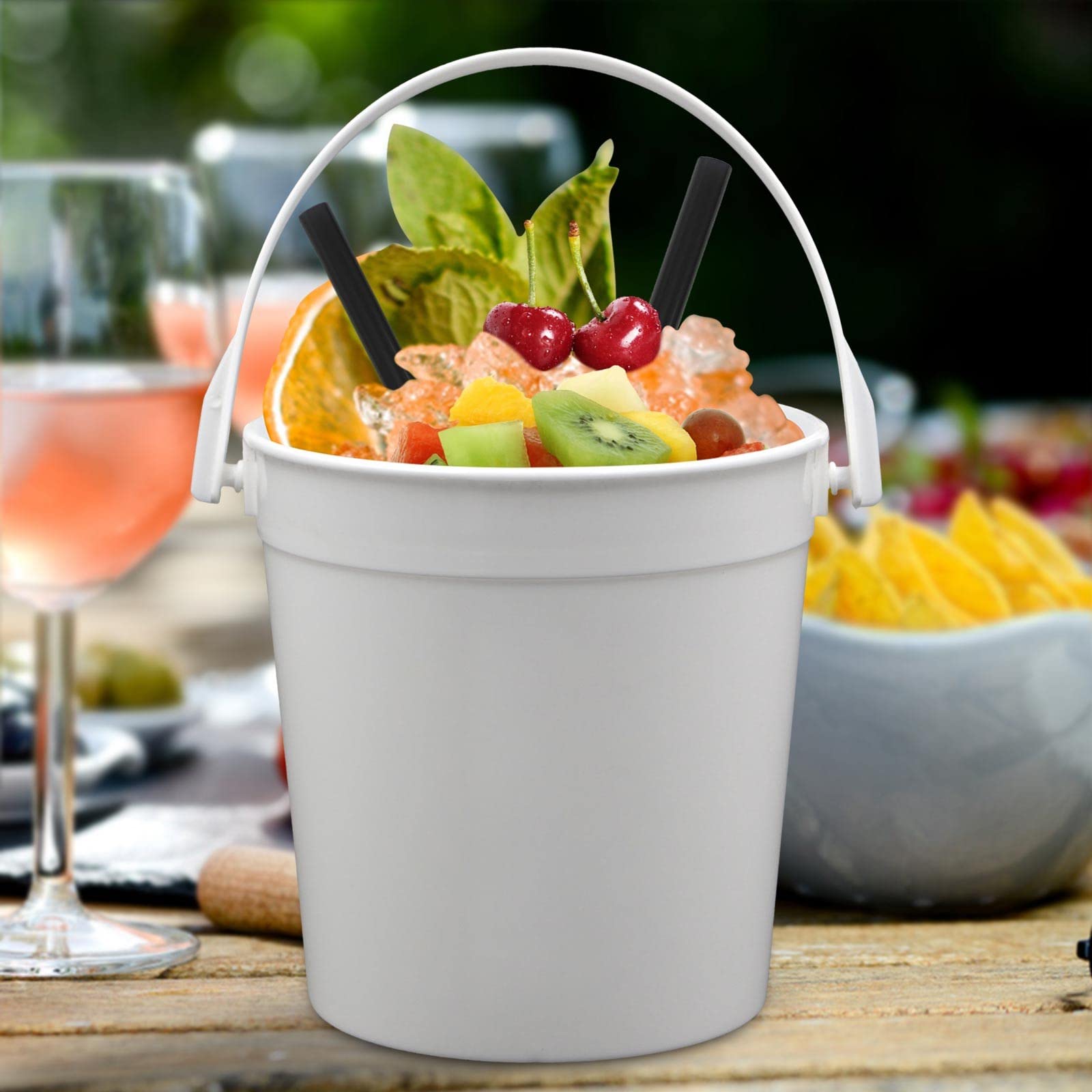 Loyilat 10Pack Plastic Cocktail Buckets For Drinks Anything But A Cup Party Ideas 32oz Reusable Punch Bowls 1 Liter Ice Bucket Smoothie Bucket Tea Glass Bottle Double Wall