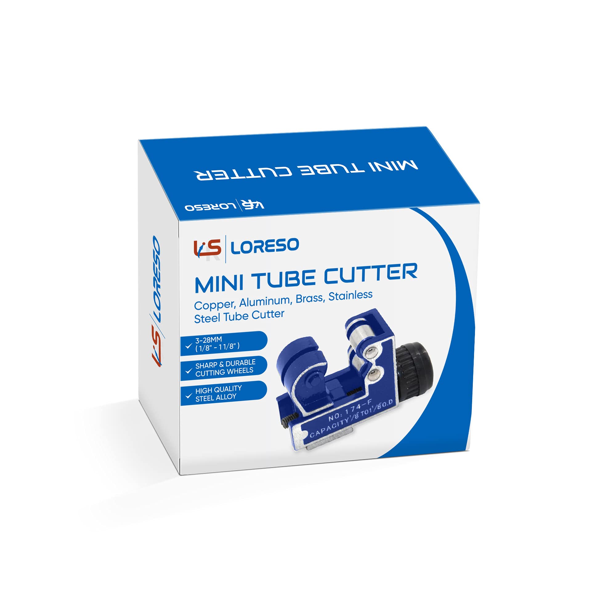 Loreso Mini Copper Pipe Tubing Cutter - Mini Tube Cutter for 1/8, 1/4, 1/2 to 1 1/8 Copper Brass Aluminum & Thin Stainless Steel Pipes (3-28mm) OD