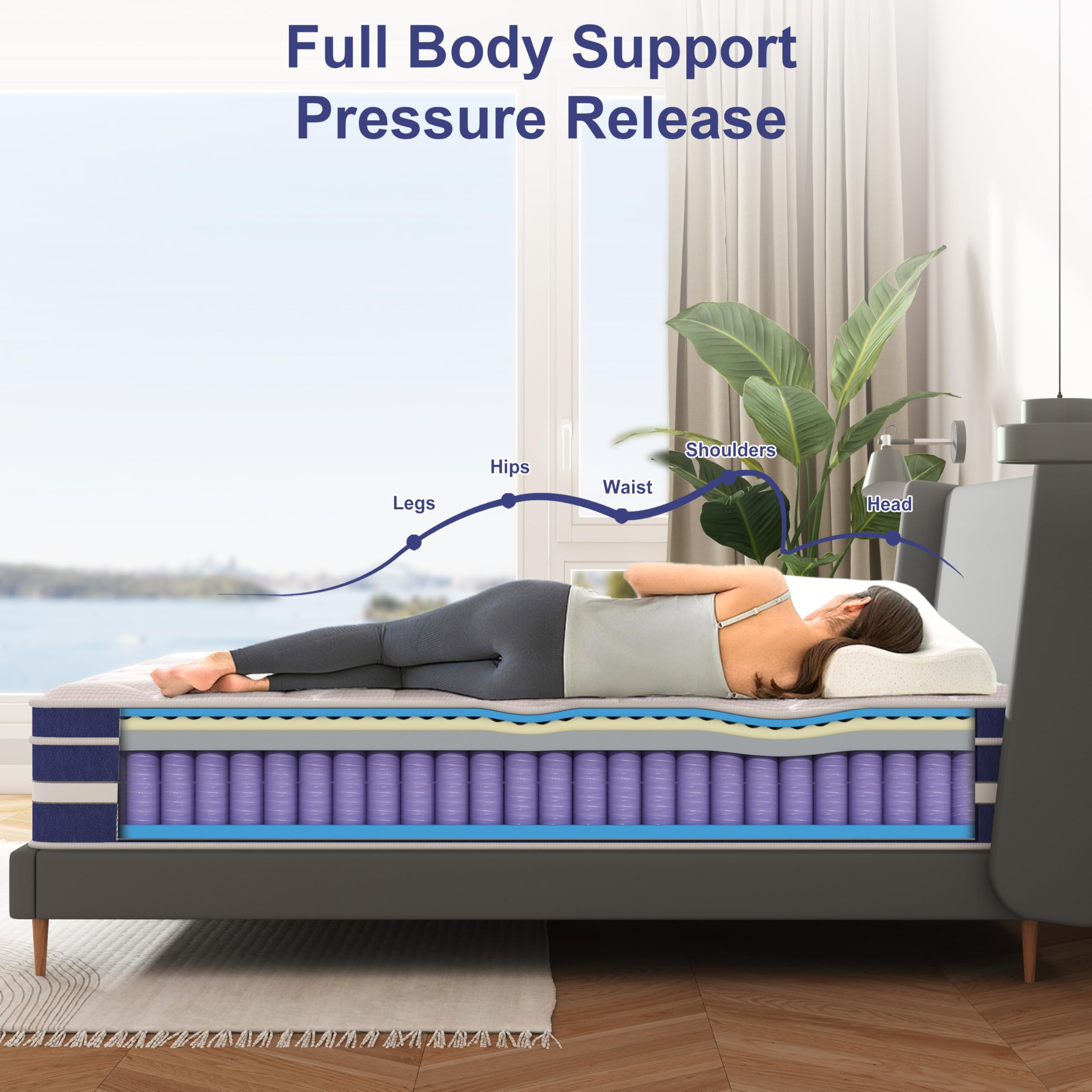 Queen Size Mattress, 12 Inch Memory Foam Hybrid Mattress in a Box with Individual Pocket Spring for Pressure Relief & Motion Isolation & Strong Edge Support, Medium Firm, CertiPUR-US,100 Nights Trial