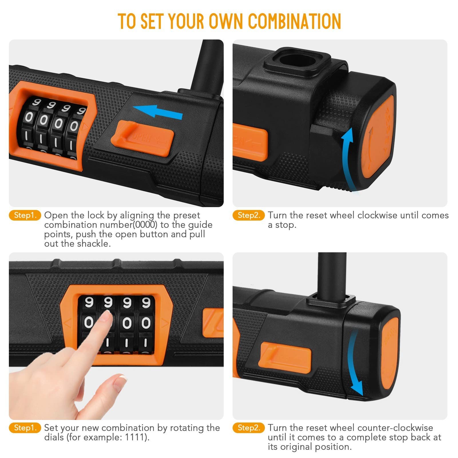 MengK Bicycle U Lock Anti-Theft Bike Password Lock Heavy Duty Combination U Lock Bike Lock Bike Safety Tool