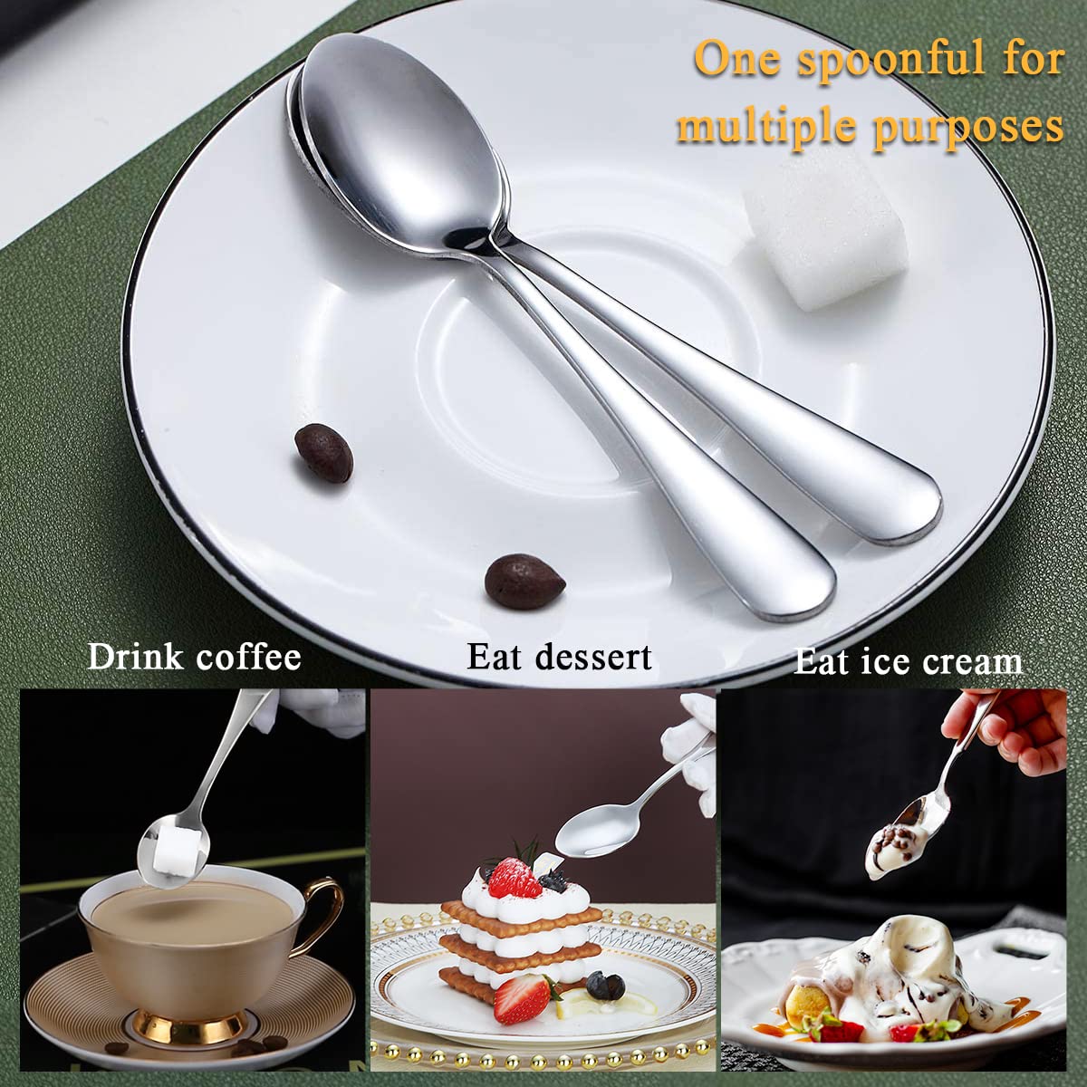 Kyraton 5.5" Coffee Spoons, Stainless Steel Small Mini Spoons, Espresso Spoons Tea Spoons, Tiny Spoon Set For Parties, Wedding Pack of 6