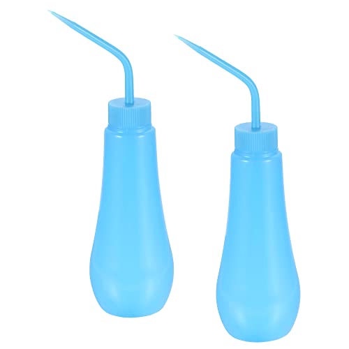 M METERXITY 2 Pack Squeeze Bottle - Plant Watering Wash Bottles Bent Tip Mouth Plastic, Apply to Indoor/Outdoor/Garden (250ml Blue)
