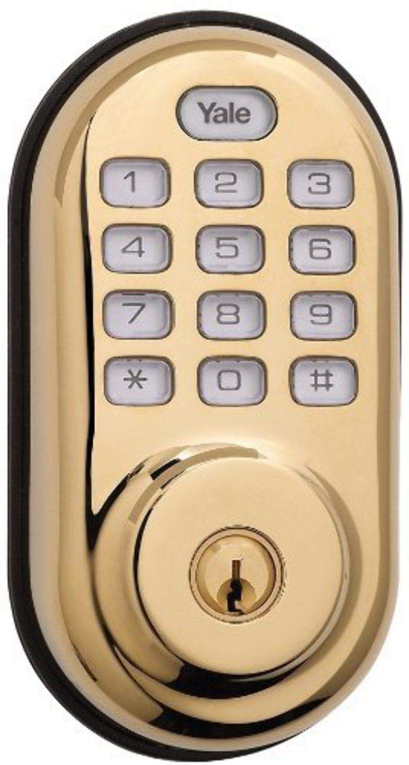 Yale Security Electronic Push Button Deadbolt Fully Motorized with Zwave Technology, Polished Brass