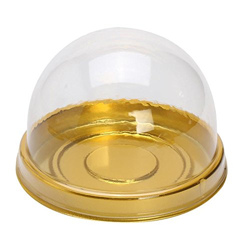 Katoot@ Gold Black Clear Plastic Mini Cupcake Boxes 50Pcs/Set Cake Packing Boxes Muffin Pod Dome Box Wedding Birthday Gifts Boxes (Gold)