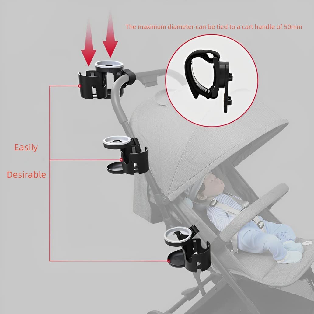 MTRSUE New 2 in 1 Universal Stroller Cup Holder, Bike Cup Holder, 360 Degrees Rotation Cup Holder for Stroller, Bike, Wheelchair, Walker, Scooter