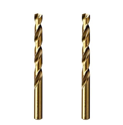 MAXTOOL 9/32" 2pcs Identical Jobber Length Drills HSS M35 Twist Drill Bits 5% Cobalt Fully Ground Golden Straight Shank Drills; JBF35G10R18P2
