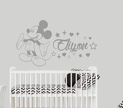 Mouse Name Wall Decal, Mouse Vinyl Sticker, Personalized Boy Name Decal, Nursery Baby Boy Room Decor ZX286