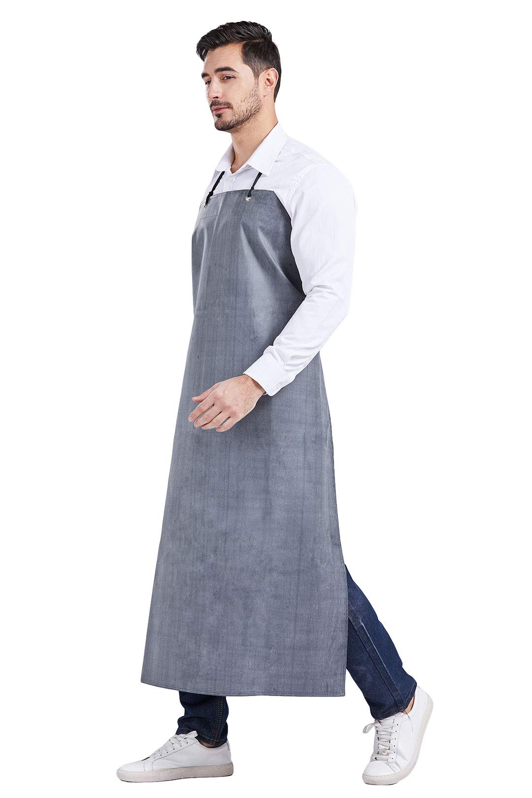 Nanxson Men’s Apron Thick Rubber Waterproof Apron Factory Butcher Adjustable Working Apron CF3024 (white)