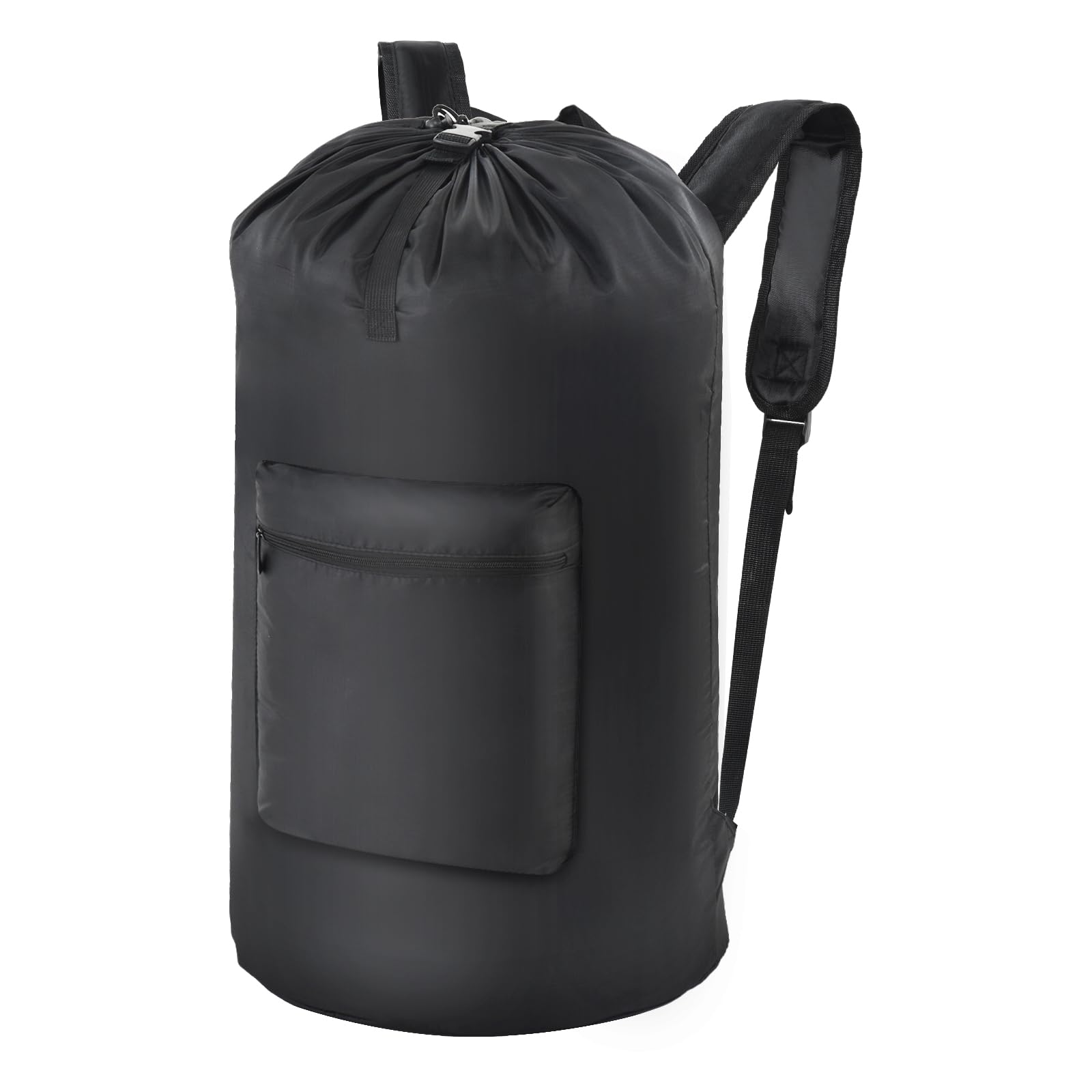 OTraki Laundry Bag 16 x 32 Inch Extra Large Dirty Clothes Laundry Backpack with Handle Adjustable Shoulder Straps Drawstring for Traveling Camping College Dorm Laundromat Black
