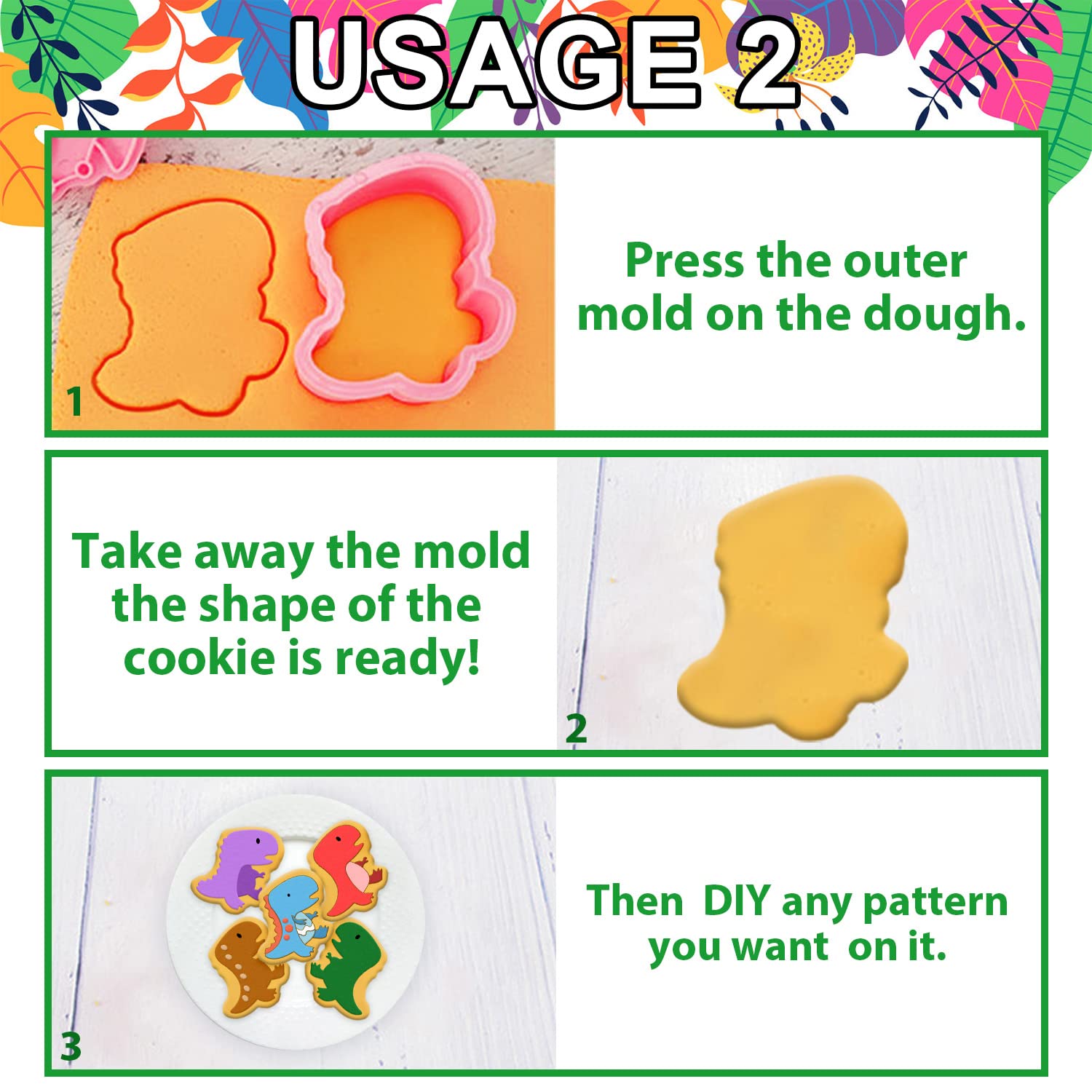 Leesgel Dinosaur Cookie Cutters for Kids Party Decorations, Dinosaur Birthday Party Supplies Favors Decor, Plastic Dino Cookie Cutter Mold for Biscuit Fondant Cake Baking
