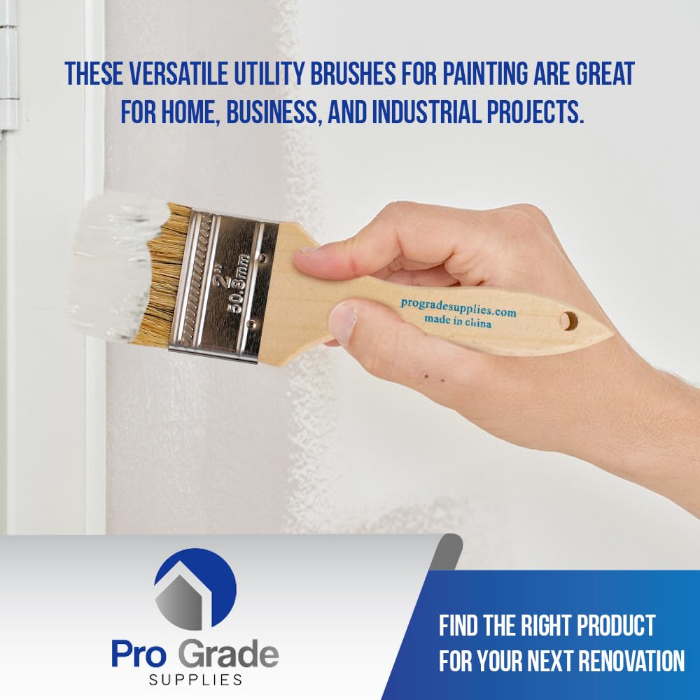 Pro Grade - Chip Paint Brushes - 12 Ea 2 Inch Chip Paint Brush Light Brown