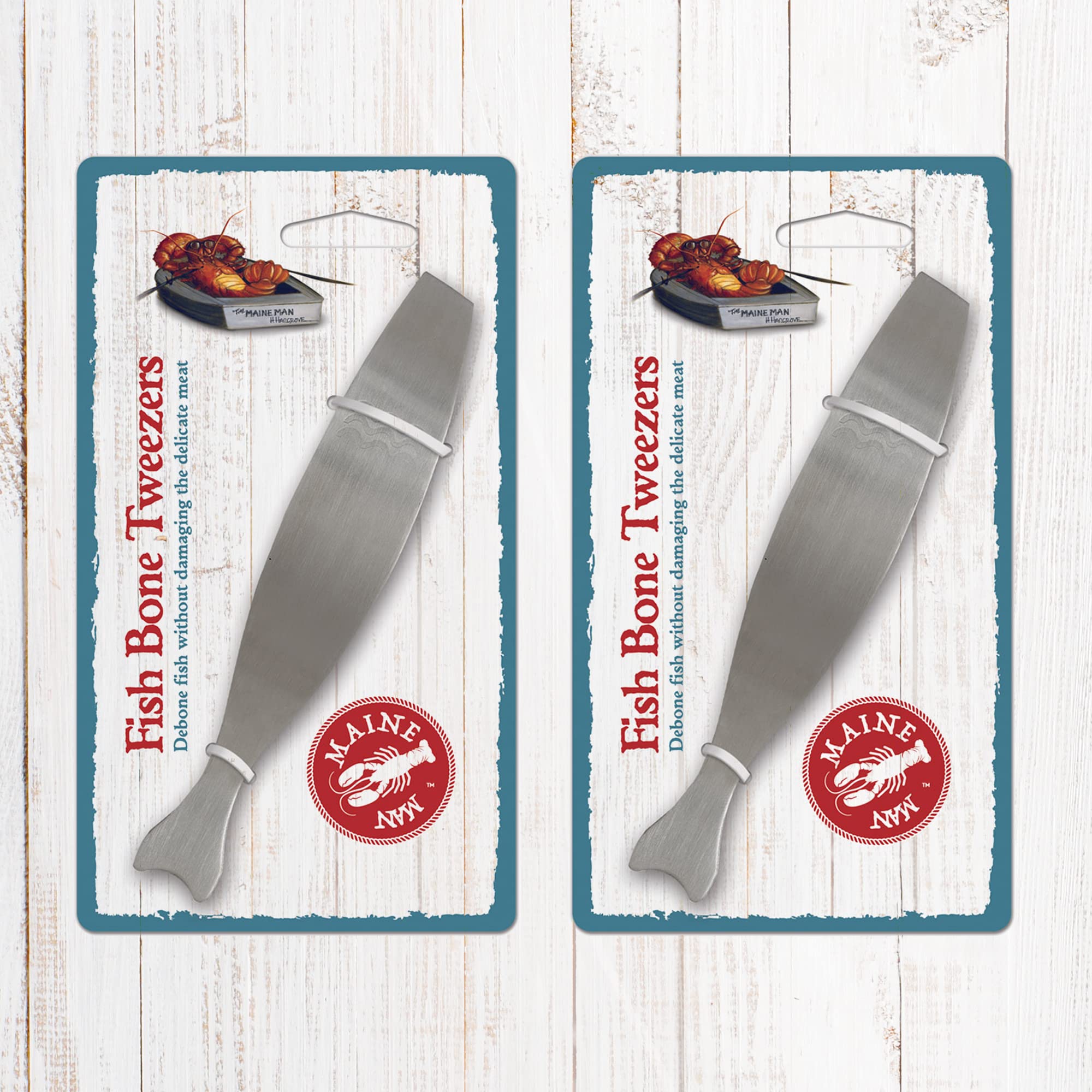 Maine Man Fish Bone Tweezers, 18/8 Stainless Steel, Set of 2