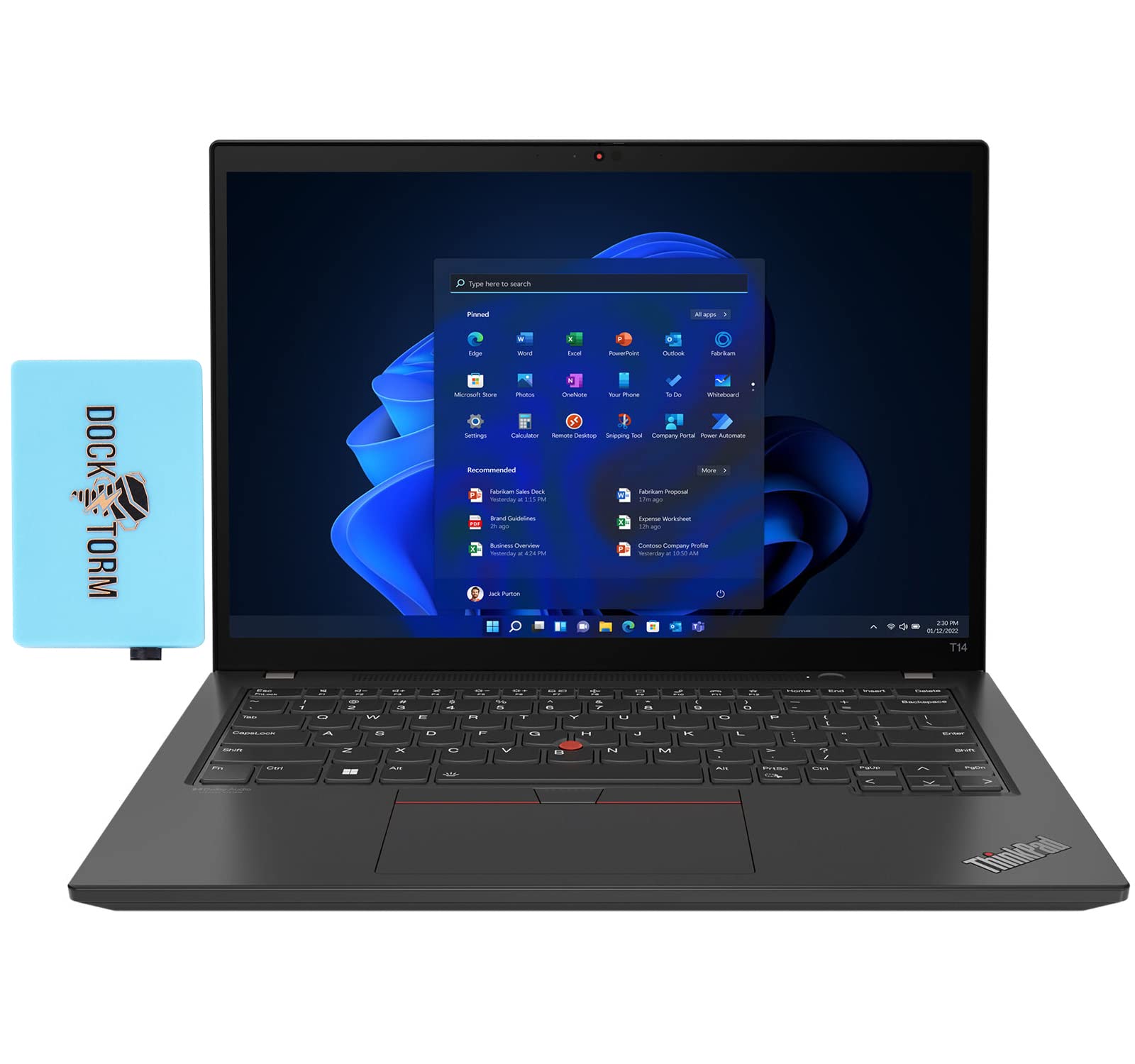Lenovo ThinkPad T14 14.0" WUXGA IPS Laptop (Intel i7-1260P 12-Core, 24GB RAM, 2TB PCIe SSD, Intel Iris Xe, Backlit KYB, Fingerprint, 2 Thunderbolt 4, Killer WiFi 6E, BT 5.3, Win 11 Pro) w/Hub