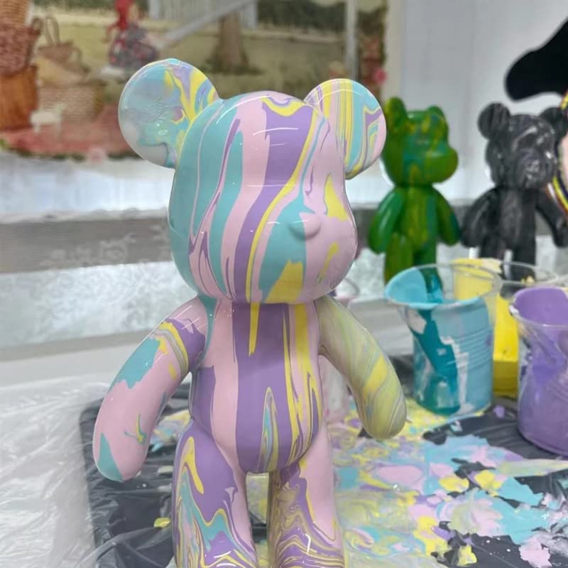 LIYJTK DIY Painting Fluid Violent Bear, Diamonds Painting Encrusted Dyeing Hand Made DIY Graffiti Vinyl Violent Bear Doll Creative Home Decoration Doll Gift for Birthday