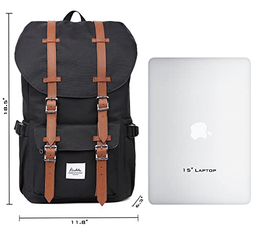 KAUKKO Travel Laptop Backpack Outdoor Rucksack Causal backpack Fits 15.6"(Nylon Black)