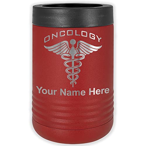 LaserGram Double Wall Insulated Beverage Can Holder, Oncology, Personalized Engraving Included (Standard Can, Maroon)