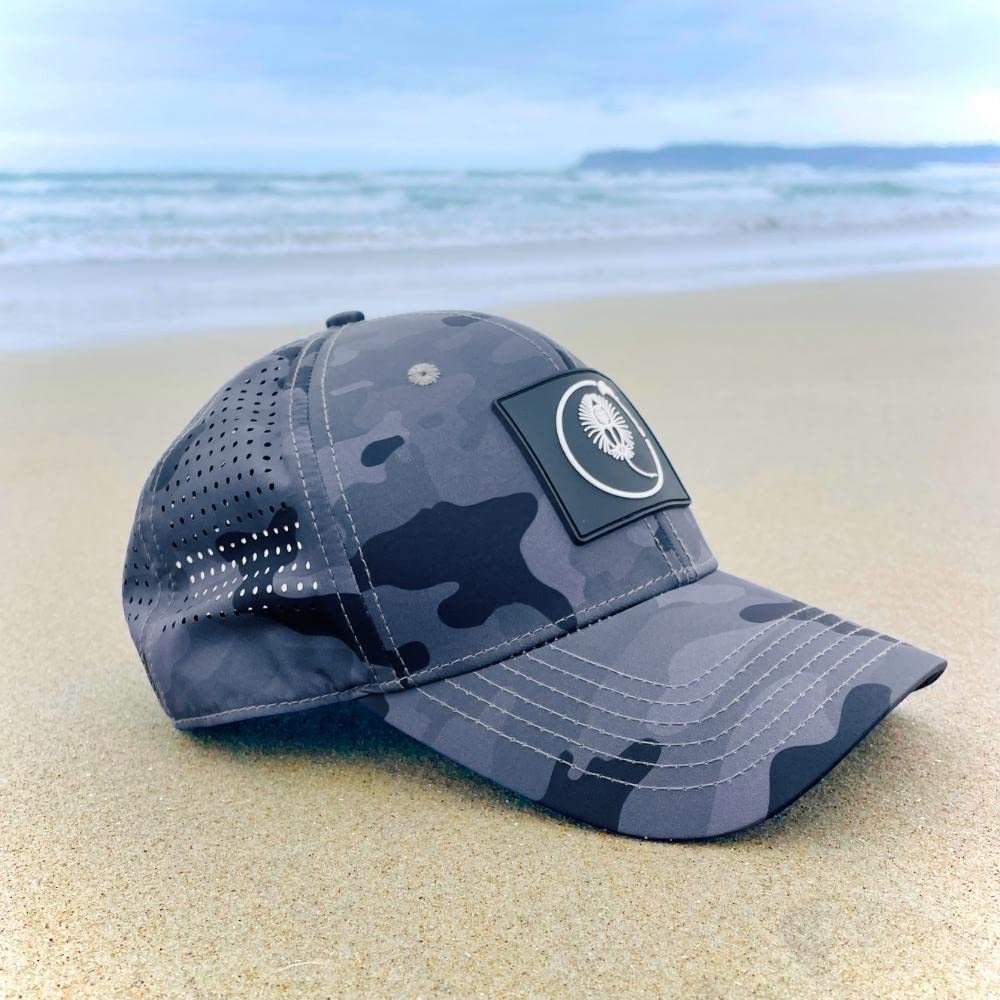 Kings of Sting - Weatherproof Premium Epic Day Surf Cap - Black Camo - Trucker Style Baseball Hat Made for The Water