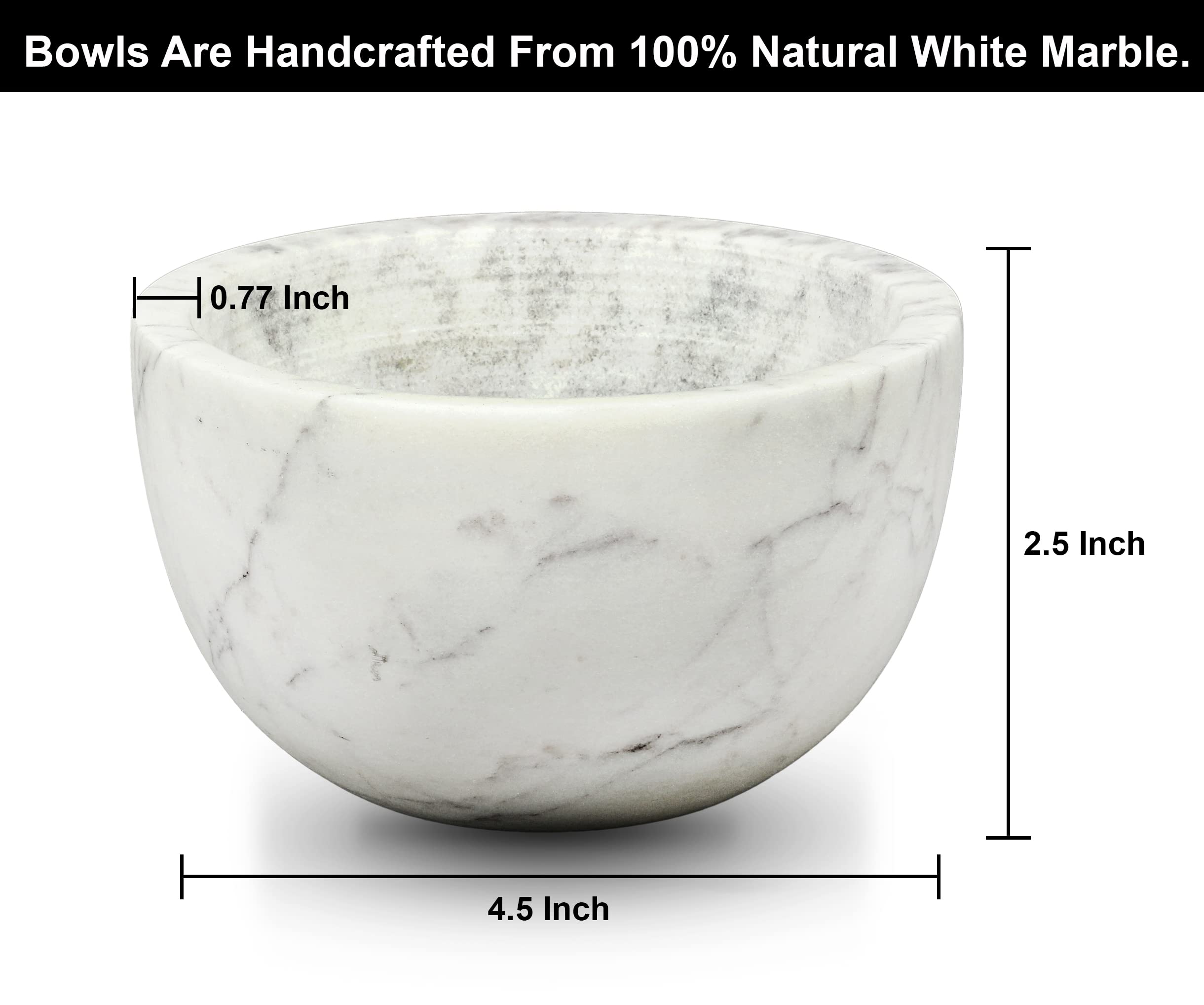Marbco Marble Shaving Bowl | Handcrafted Black Marble Later Bowl with Interior Grooves for Maximum Lather