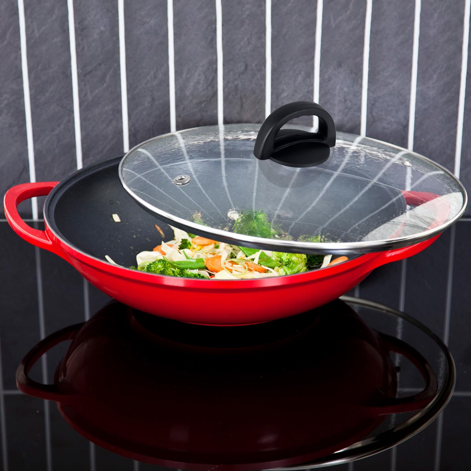 Tempered Glass Pan Lid, 10.5" Pot Lid with Heat Resistant Handle, Pan Cover for Frying Pan, Skillet, Cast Iron, Wok, Universal Cookware