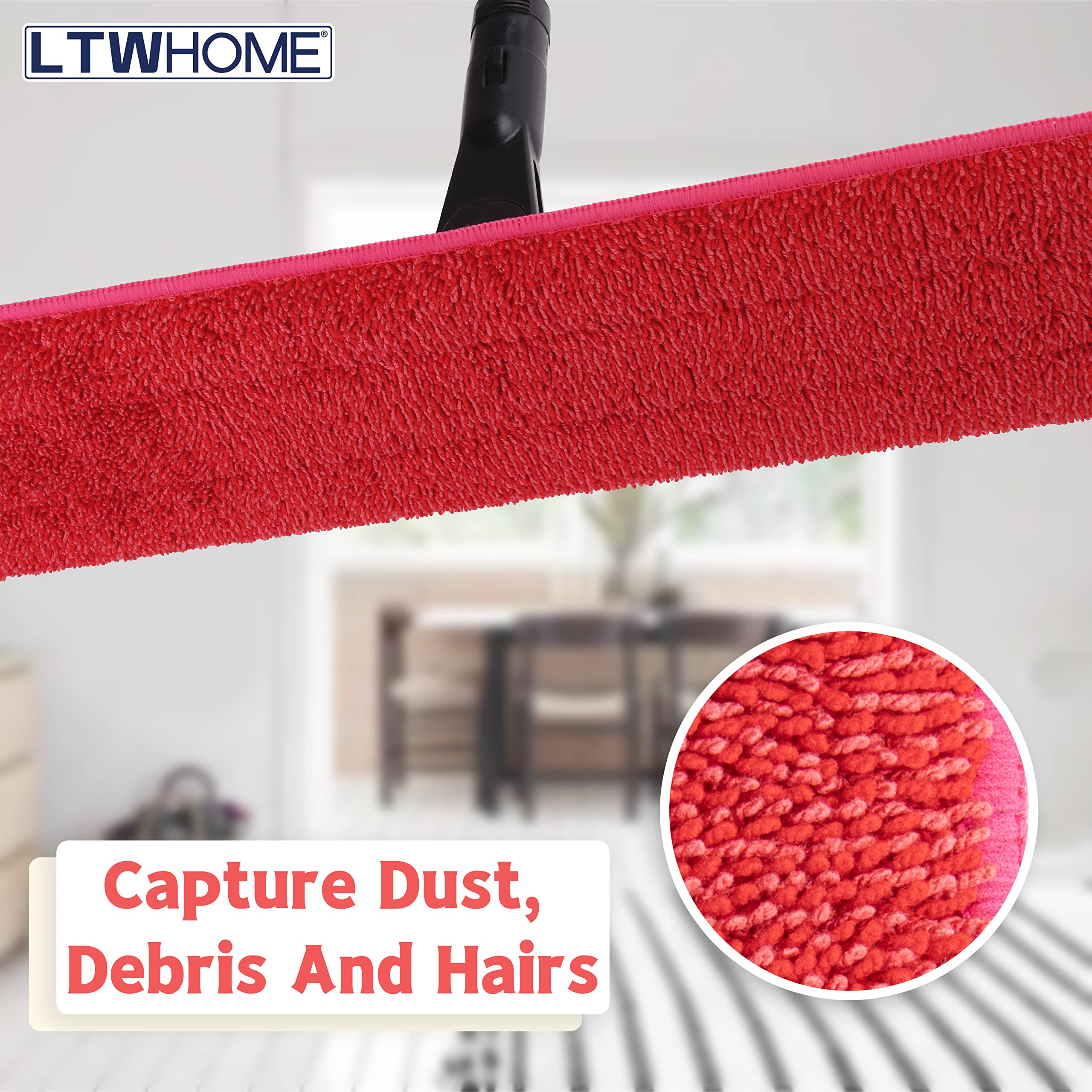 LTWHOME 18" Multi-Color Combination Microfiber Commercial Mop Refill Pads Fit for Wet or Dry Floor Cleaning (Pack of 6)