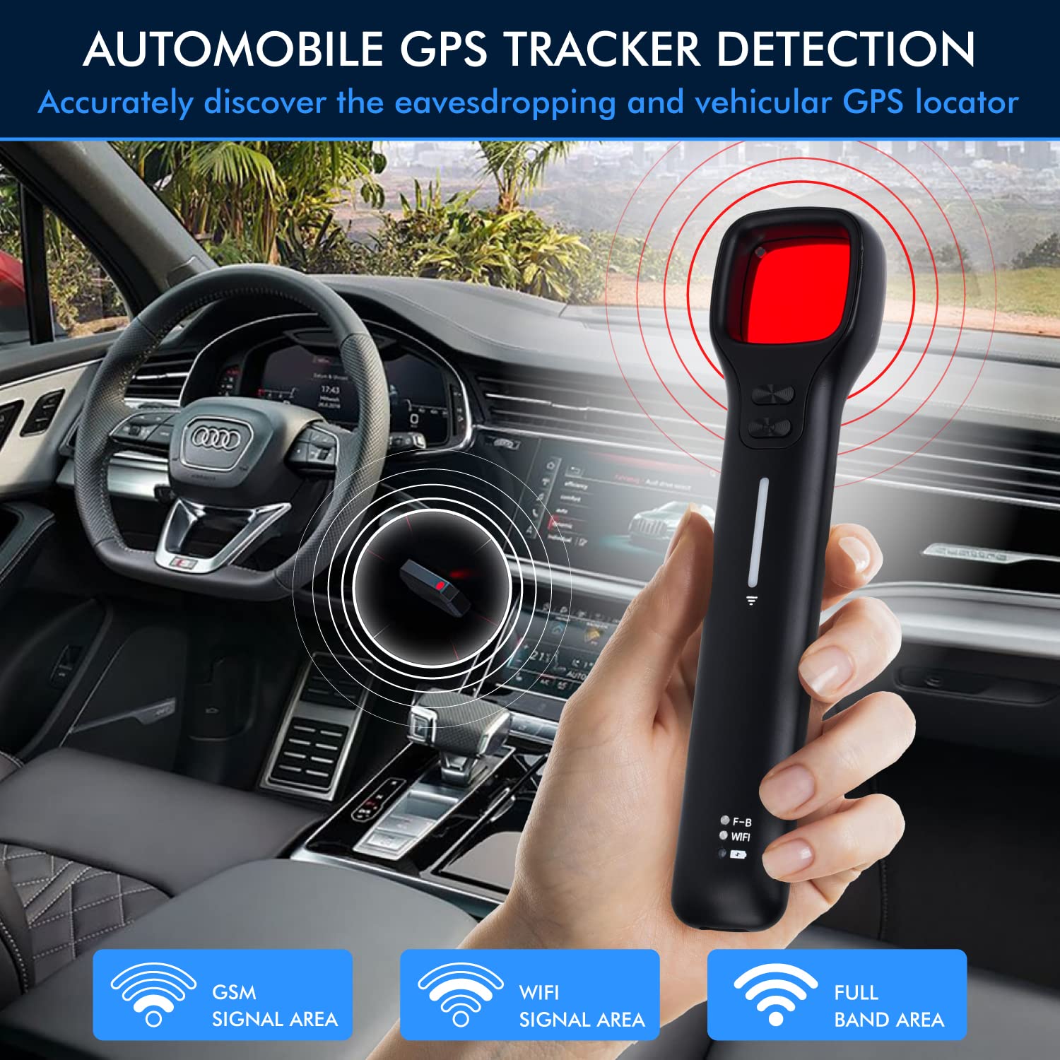 Motteru Detector - 7 Sensitivity Levels, Hidden Camera Finder Vibration Alarm, Hidden Camera Detectors, Bug Detector, RF Detector, Anti Spy Detector, GPS Tracker Detector, Bug Sweeper Detector