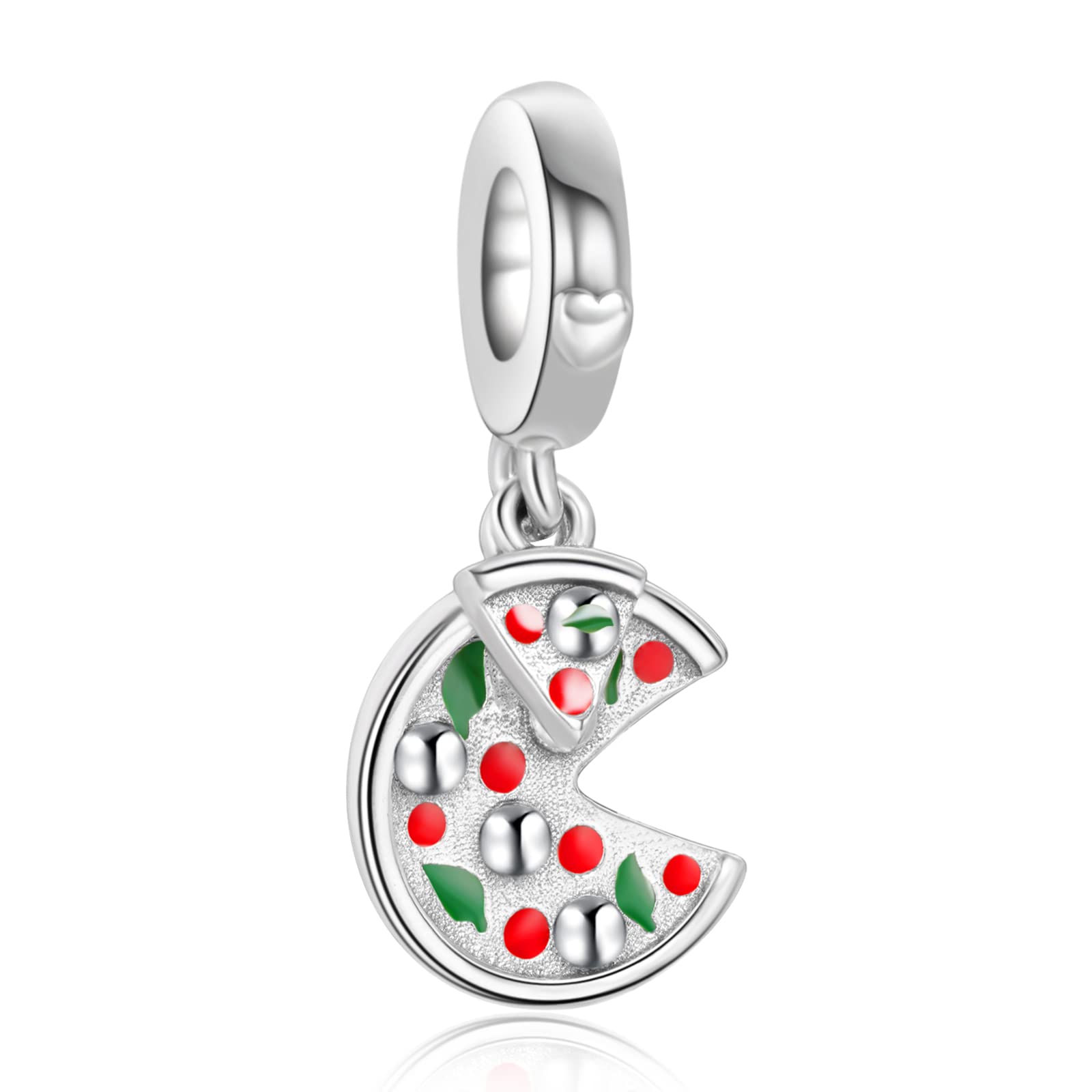 La Menars Pizza Love Dangle Charm for Bracelets 925 Silver Beads for Women's Bracelets & Necklaces Dangle Pendant for Mother's Day