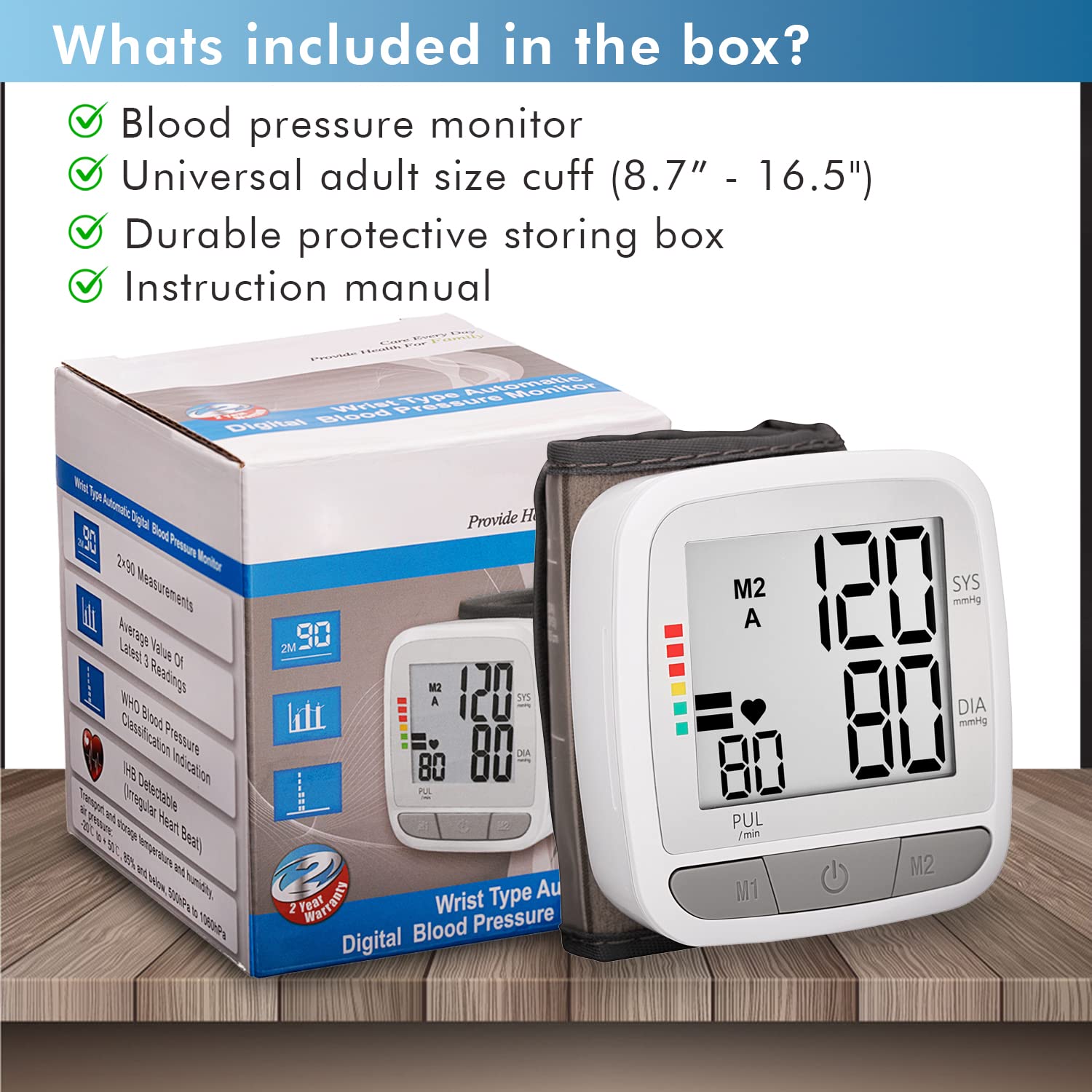 Novamedic Digital Blood Pressure Monitor, Accurate BP Machine with Adjustable Upper Arm Cuff & Large LCD Display, Automatic 90x2 Reading Memory, for Home Use and Medical Supplies, Batteries Included
