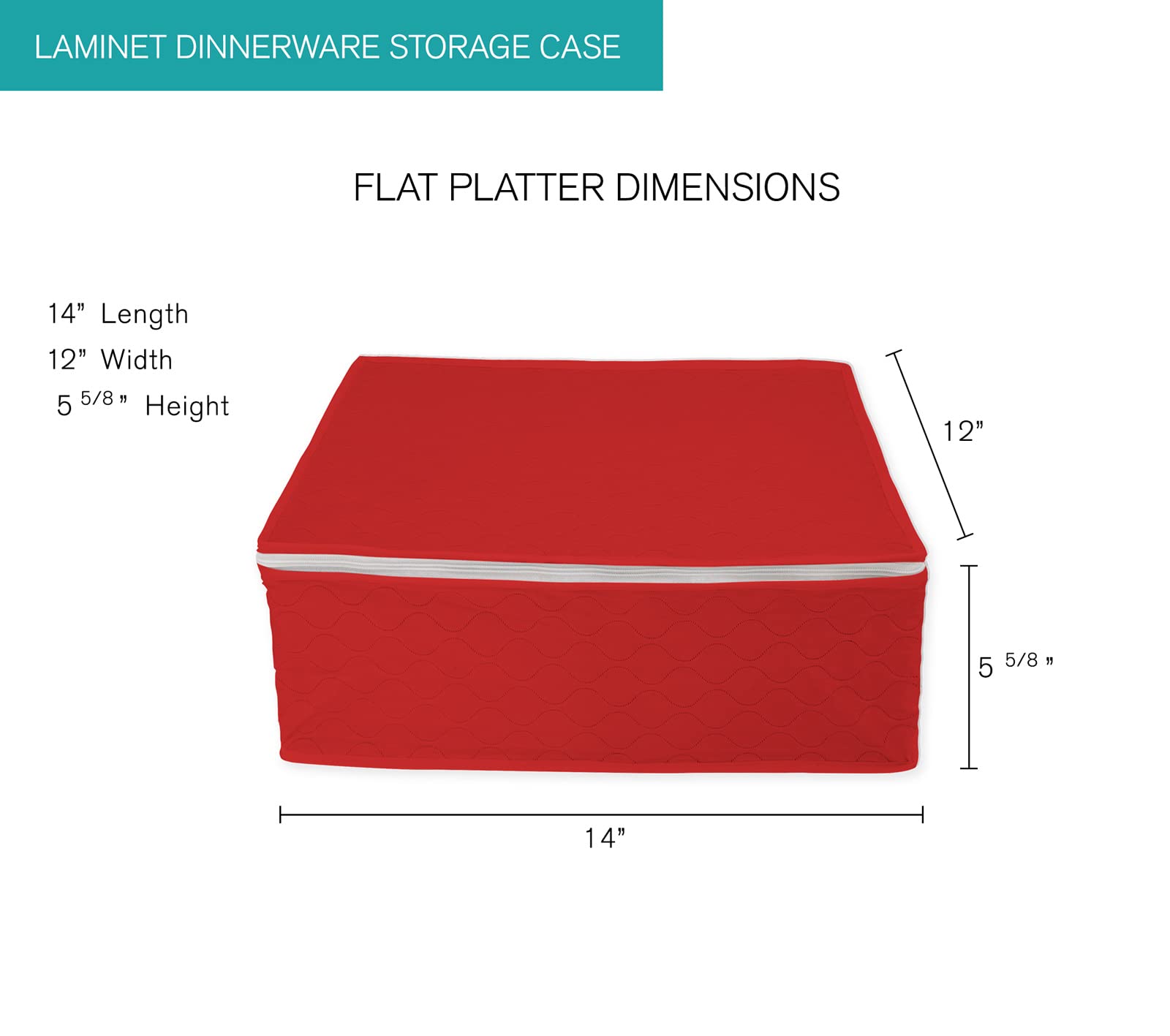 LAMINET 6 Piece Quilted Dinnerware Storage Starter Set - Includes 4 Plate Cases, 1 Cup Case & Platter Case - RED